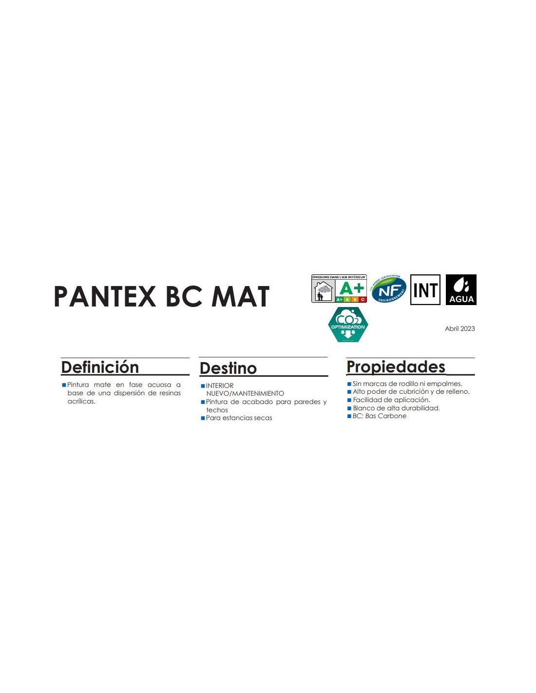 PANTEX BC MAT BLANCA 5 LT